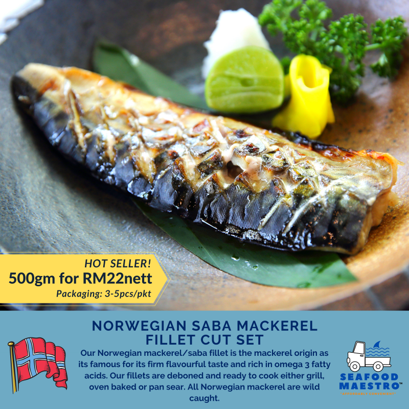 Norwegian Saba Mackerel Fillets Cut – 500gm/pkt (3-5pcs) – Seafood ...